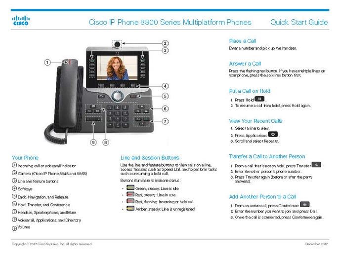 Quick Reference Guide - Cisco IP Phone 8800 Series